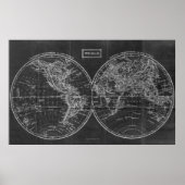 Vintage Map of The World (1857) Black & White Poster | Zazzle