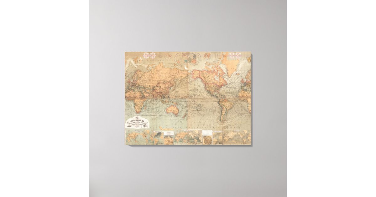 Vintage Map of The World (1870) Canvas Print | Zazzle