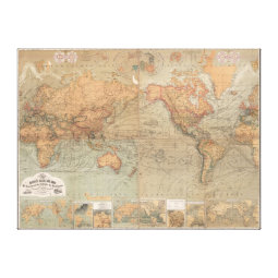 Vintage Map of The World (1870) Canvas Print | Zazzle