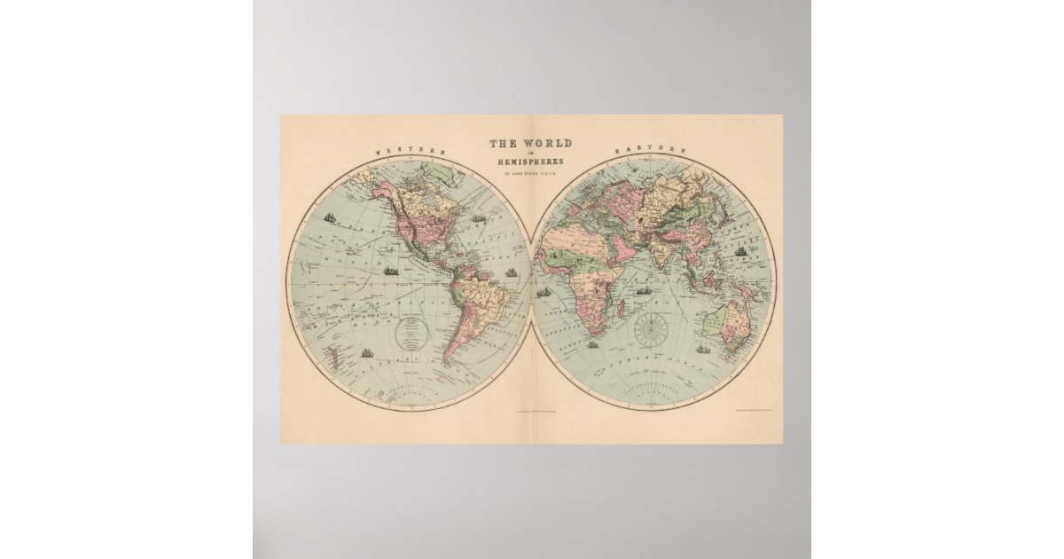 Vintage Map of The World (1873) Poster | Zazzle