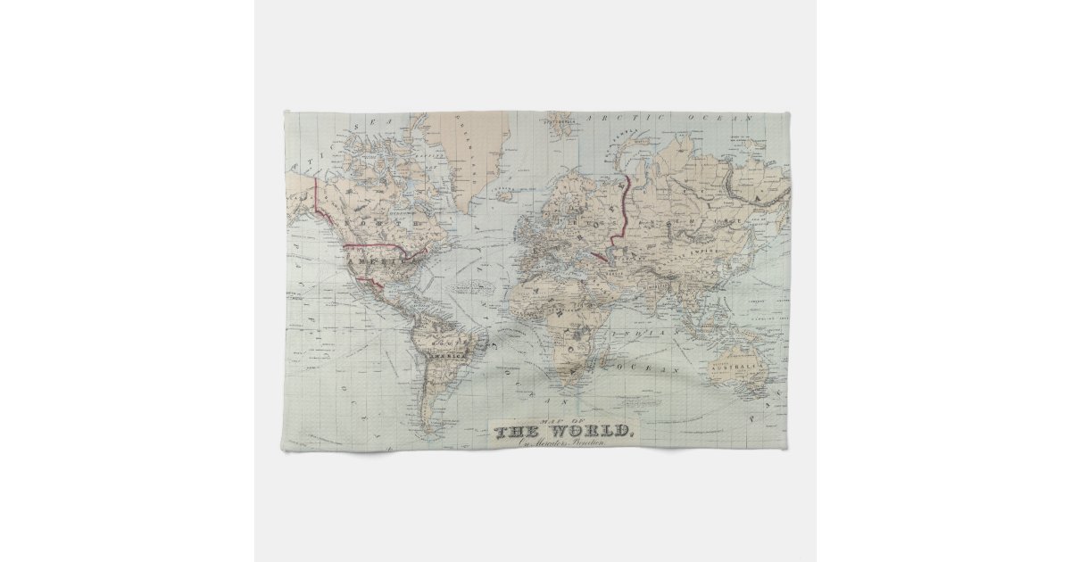 Vintage Map of The World (1875) Towel | Zazzle