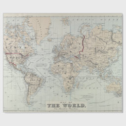 Vintage Map of The World (1875) Wrapping Paper | Zazzle