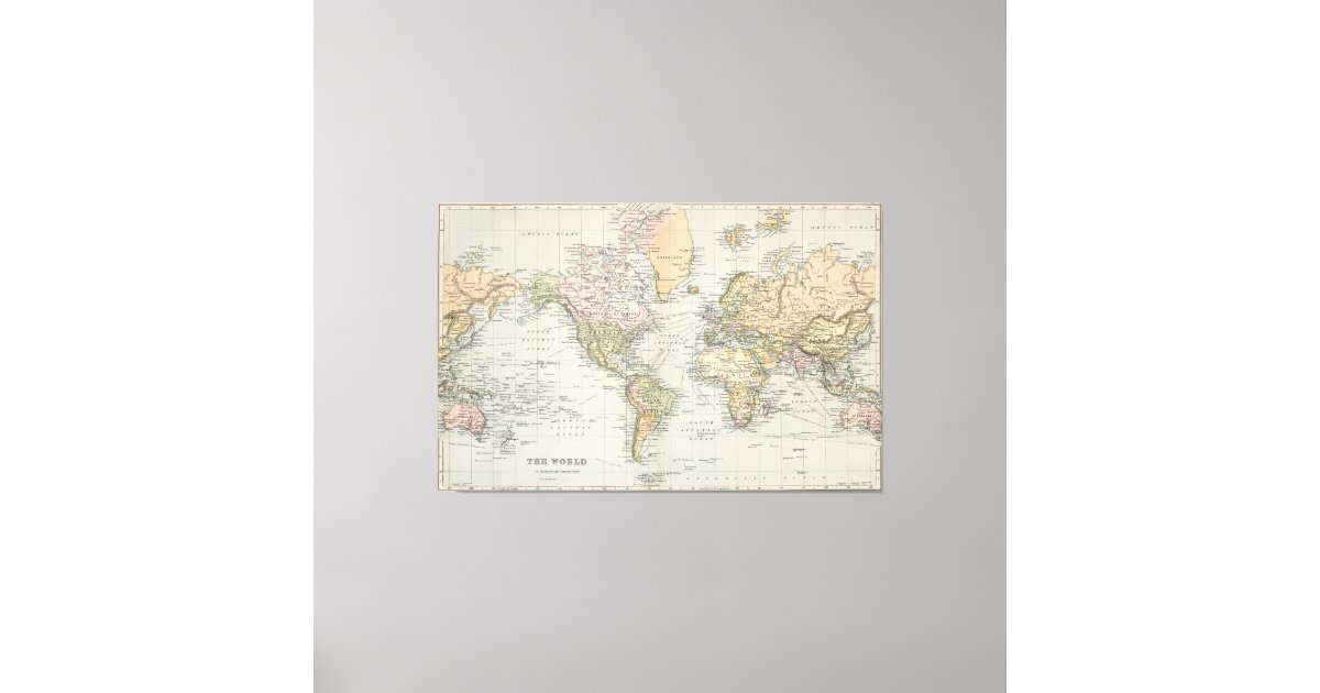 Vintage Map of The World (1892) Canvas Print | Zazzle