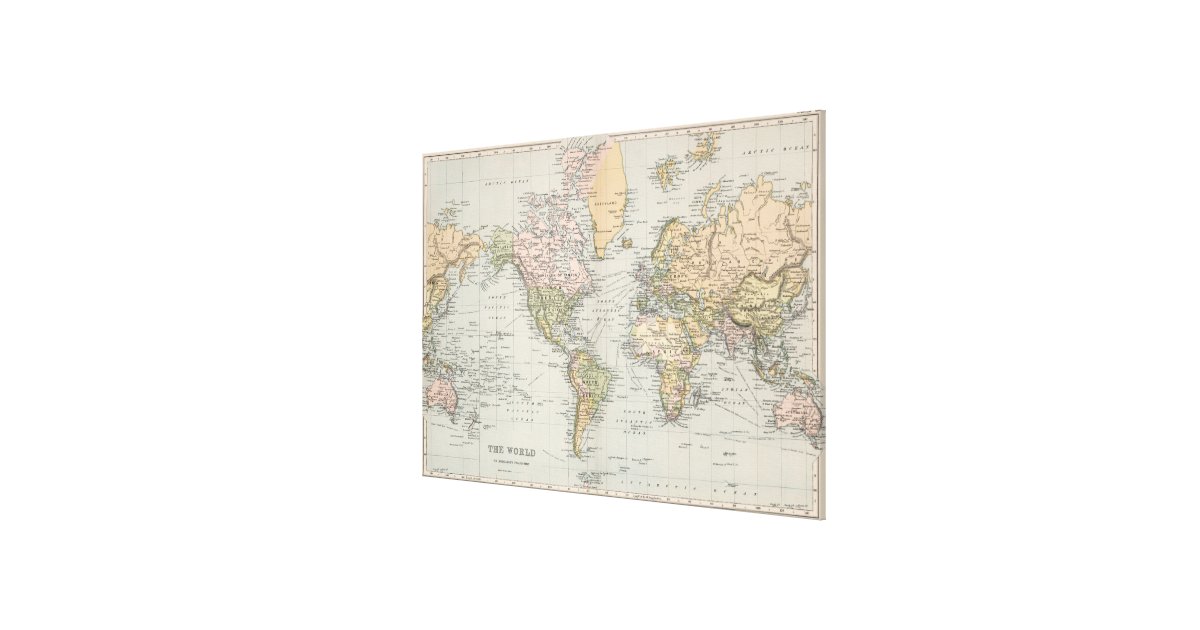 Vintage Map of The World (1892) Canvas Print | Zazzle