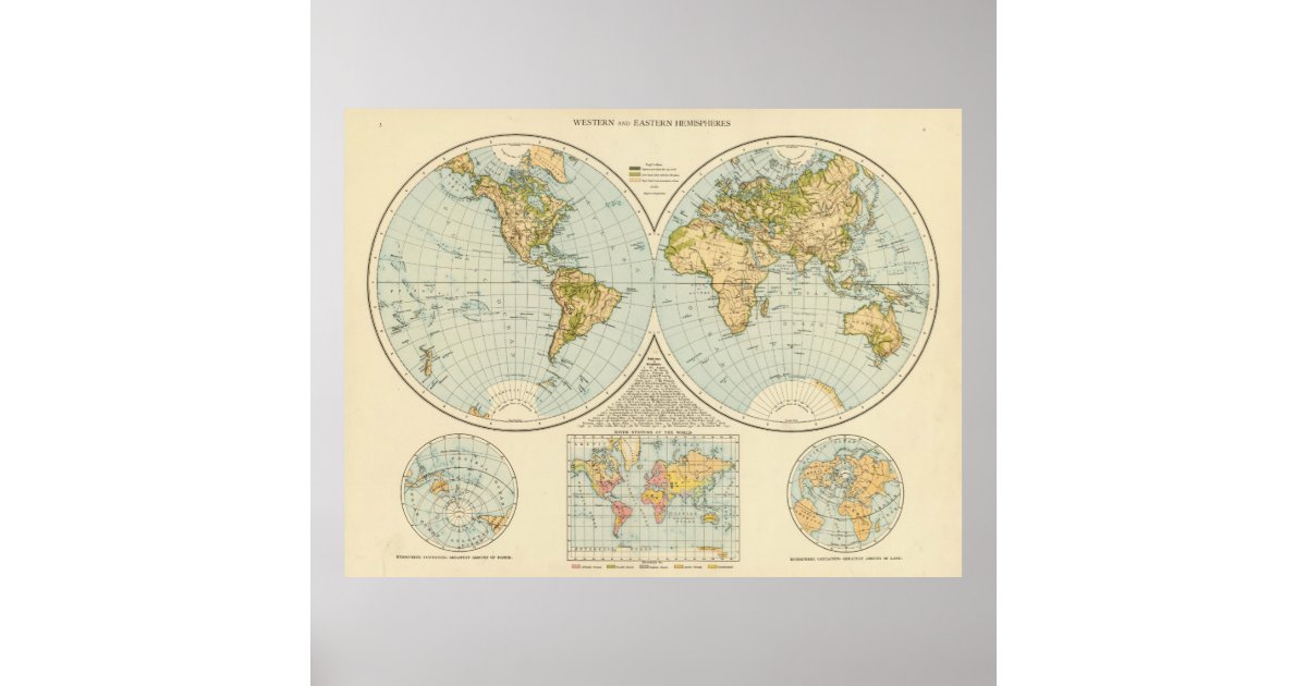 Vintage Map of The World (1895) Poster | Zazzle
