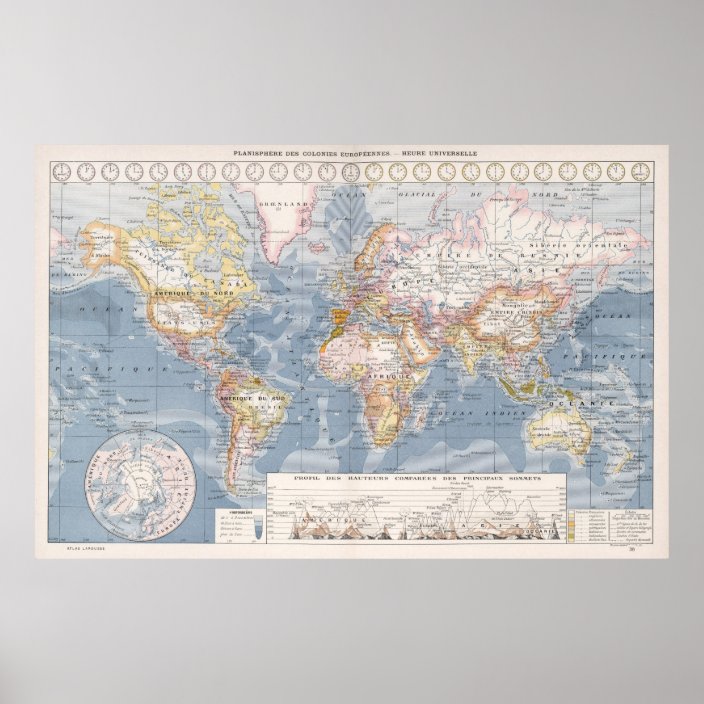 Vintage Map of The World (1900) Poster | Zazzle.com