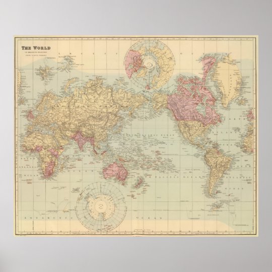 Vintage Map of The World (1901) Poster | Zazzle.com