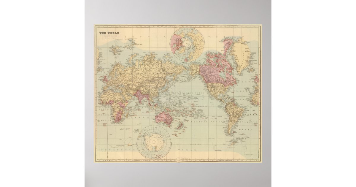 Vintage Map of The World (1901) Poster | Zazzle