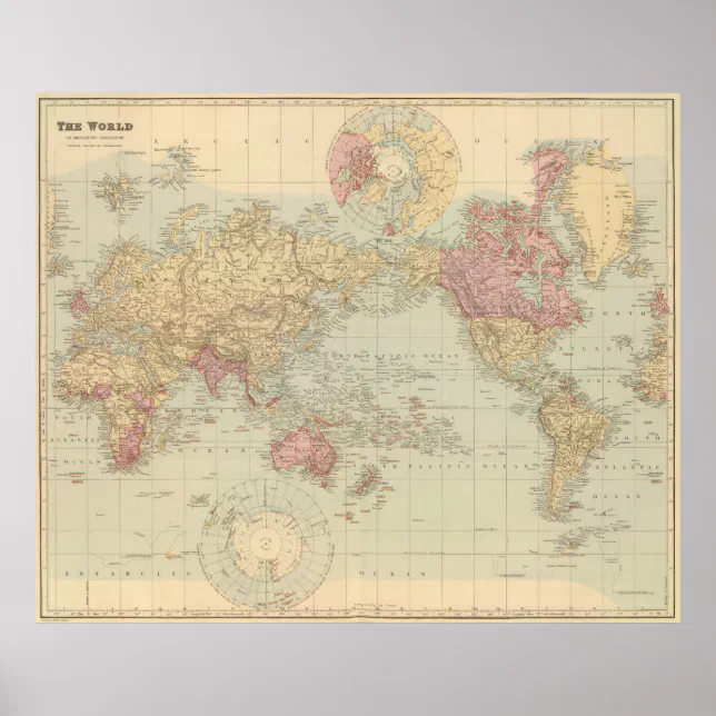 Vintage Map of The World (1901) Poster | Zazzle