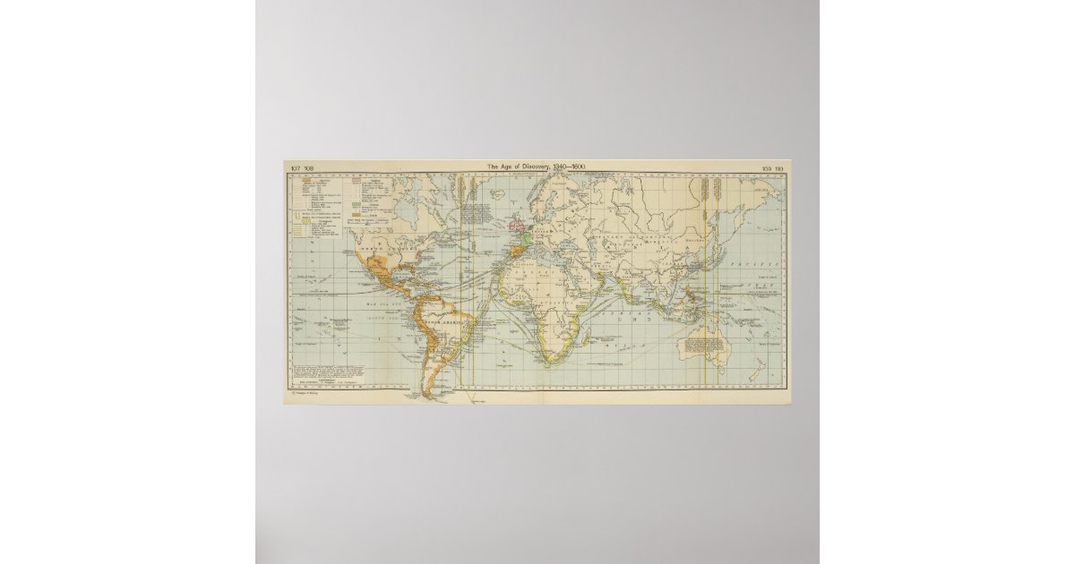 Vintage Map of The World (1911) 2 Poster | Zazzle