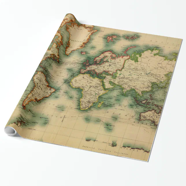 Vintage Map of The World (1911) - Stylized Wrapping Paper | Zazzle