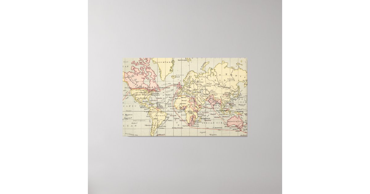 Vintage Map of The World (1914) Canvas Print | Zazzle