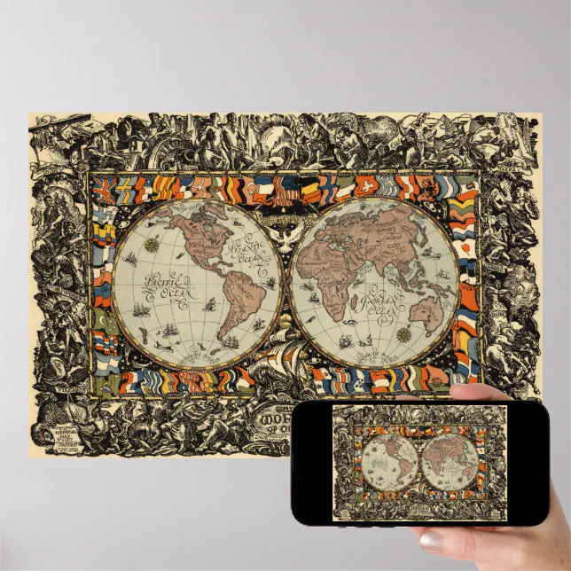 Vintage Map of The World (1920) Poster | Zazzle