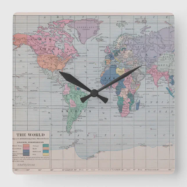 Vintage Map of The World Clock | Zazzle