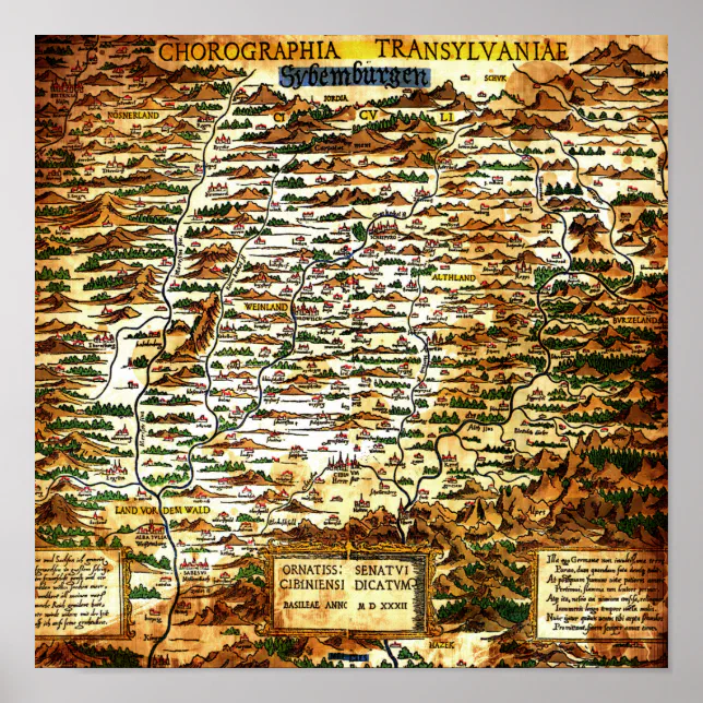 Vintage Map of Transylvania Poster | Zazzle
