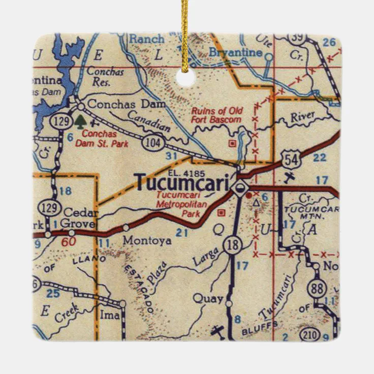 Vintage Map of Tucumcari NM Ceramic Ornament | Zazzle