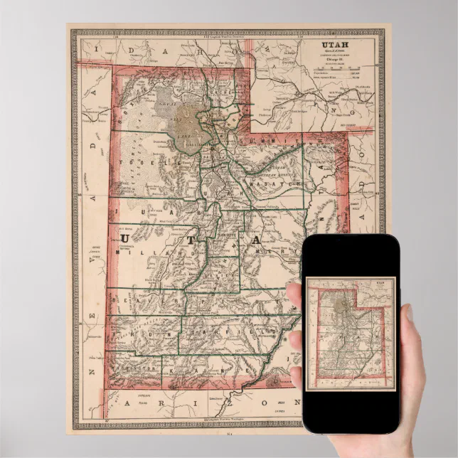 Vintage Map of Utah (1883) Poster | Zazzle