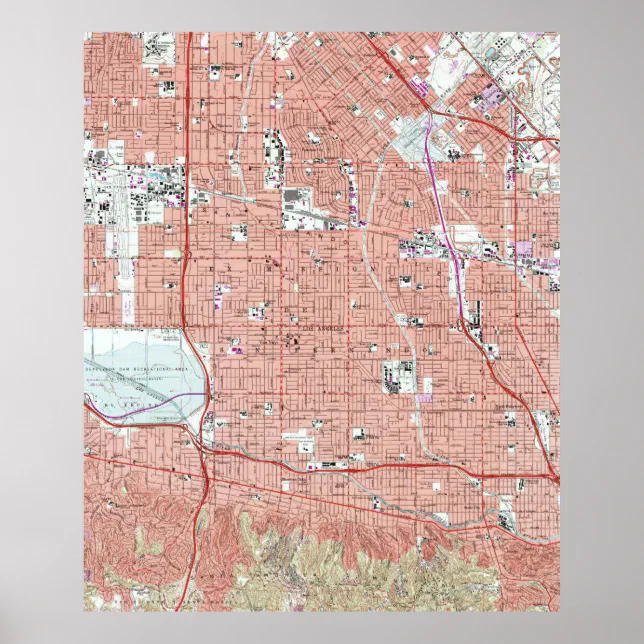 Vintage Map of Van Nuys California (1966) Poster | Zazzle