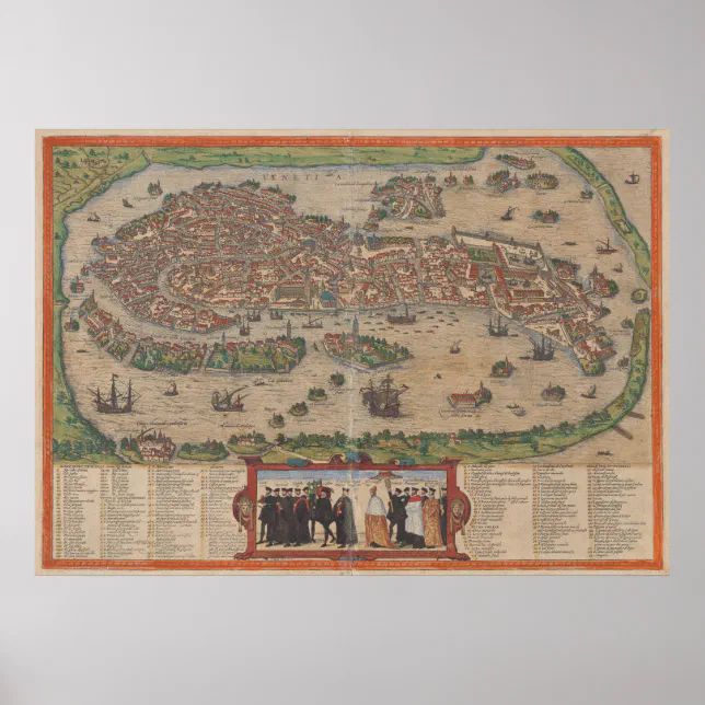 Vintage Map of Venice Italy (1572) Poster | Zazzle
