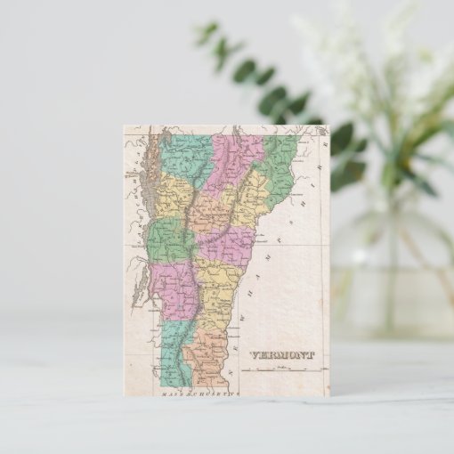 Vintage Map of Vermont (1827) Postcard | Zazzle
