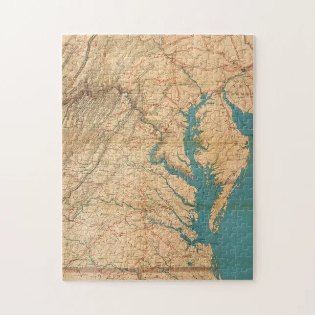 Vintage Map of Virginia and The Chesapeake Bay Jigsaw Puzzle | Zazzle