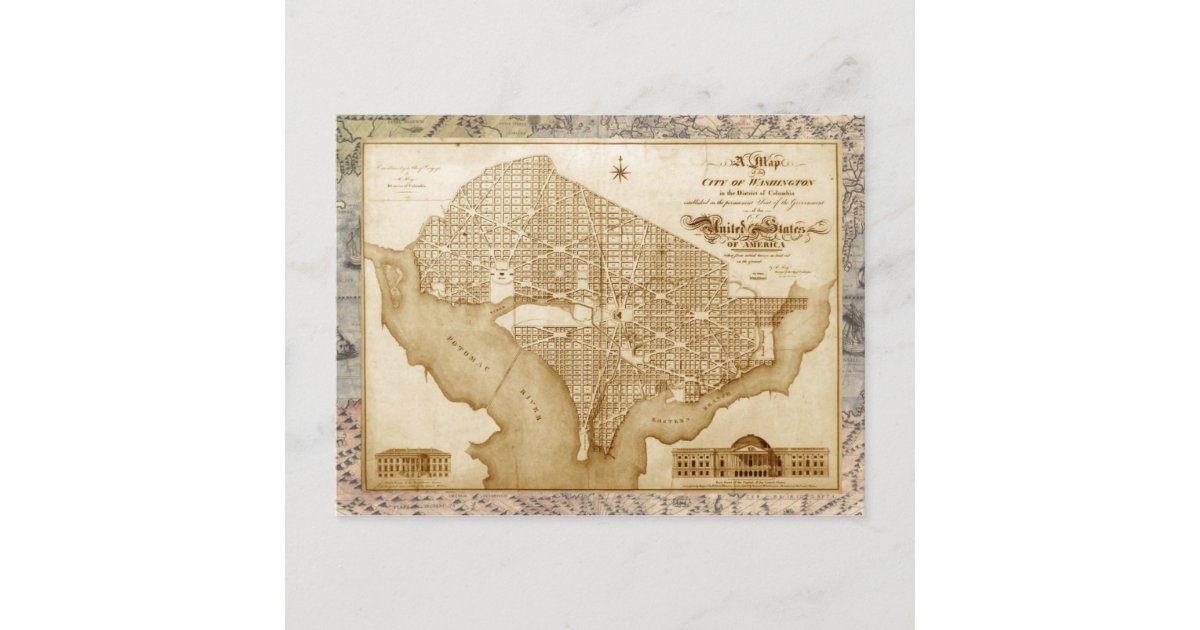 Vintage map of Washington, D.C. (ca 1818) Postcard | Zazzle
