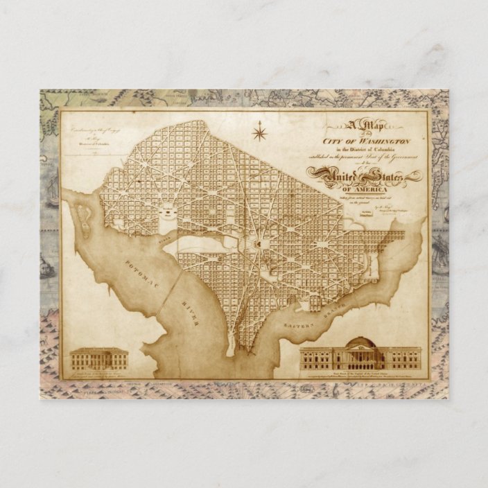 Vintage map of Washington, D.C. (ca 1818) Postcard | Zazzle.com