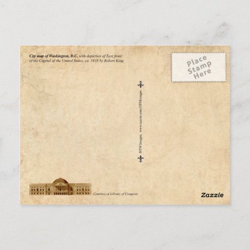 Vintage map of Washington, D.C. (ca 1818) Postcard | Zazzle
