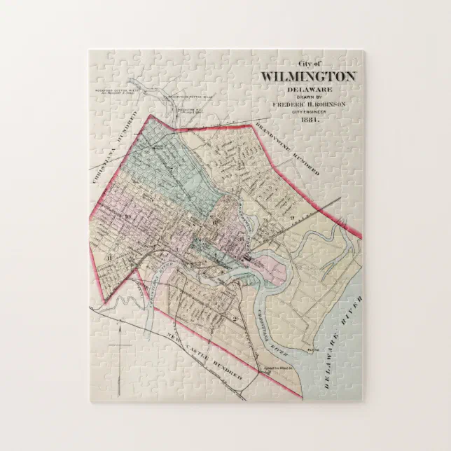 Vintage Map of Wilmington Delaware (1884) Jigsaw Puzzle | Zazzle