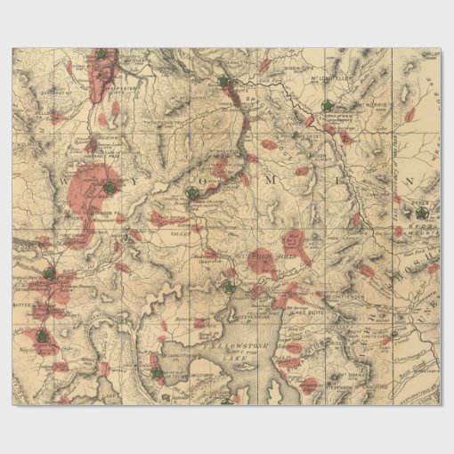 Vintage Map of Yellowstone National Park (1881) Wrapping Paper | Zazzle