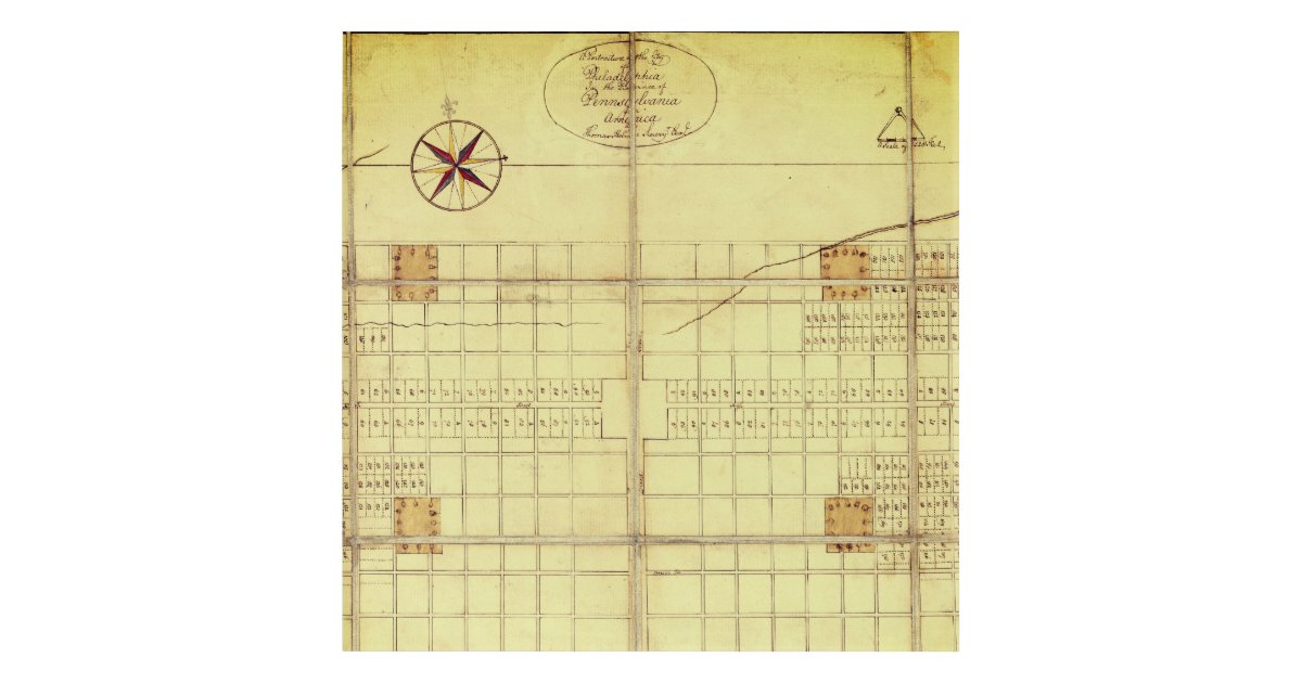 Vintage Map, original layout - Philadelphia (1682) Acrylic Print | Zazzle