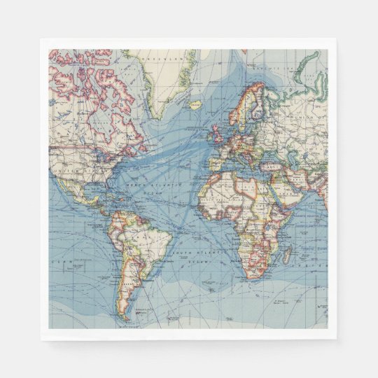 Vintage Map Paper Napkins | Zazzle.com