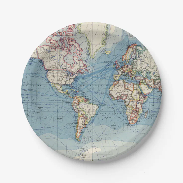 Vintage Map Paper Plates | Zazzle