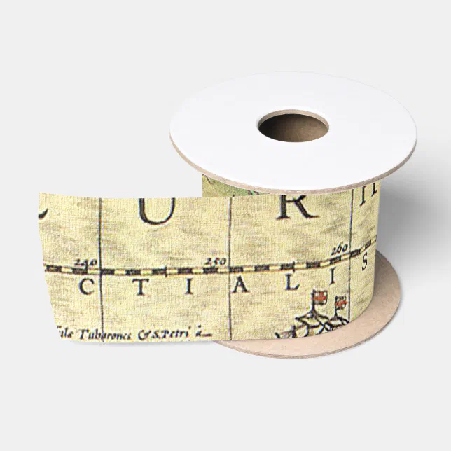 Vintage Map Print Satin Ribbon | Zazzle
