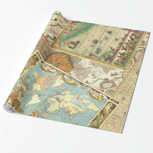 Vintage Map Print Wrapping Paper | Zazzle