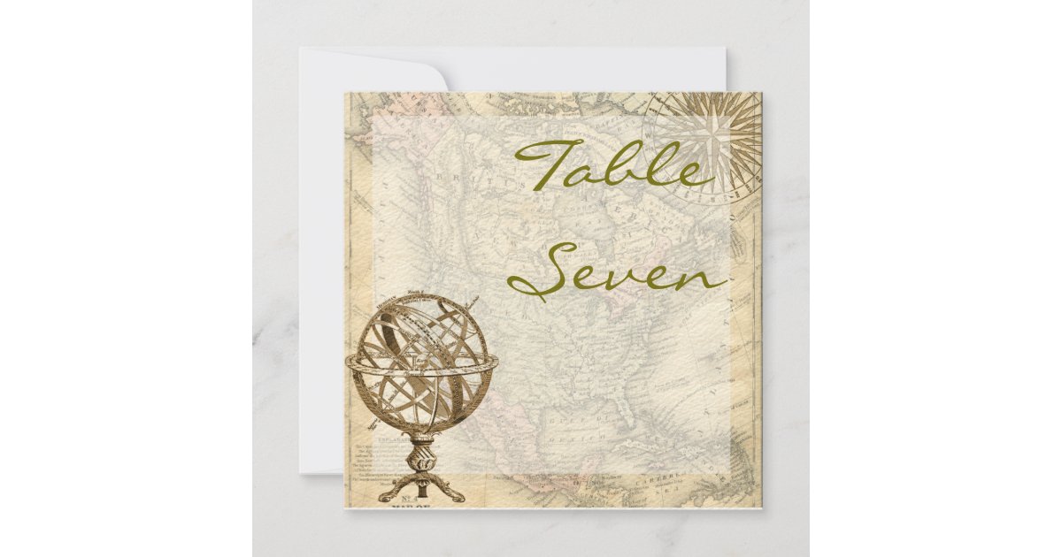 Vintage Map Table Number | Zazzle