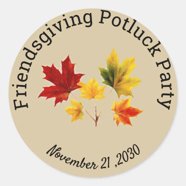 Vintage maple leaves - Friendsgiving Classic Round Sticker | Zazzle