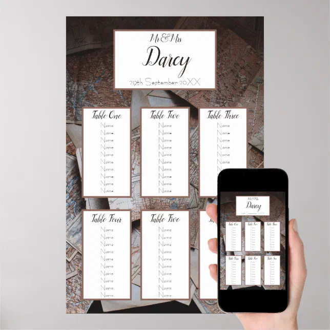 Vintage Maps Seating Chart | Zazzle