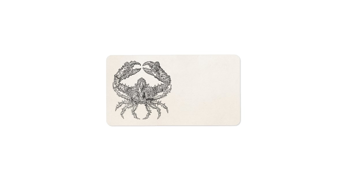 Vintage Marine Crab Parchment Personalized Label | Zazzle