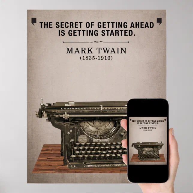 Vintage Mark Twain Quote and Typewriter Poster | Zazzle
