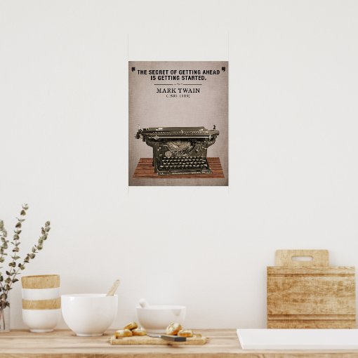 Vintage Mark Twain Quote and Typewriter Poster | Zazzle