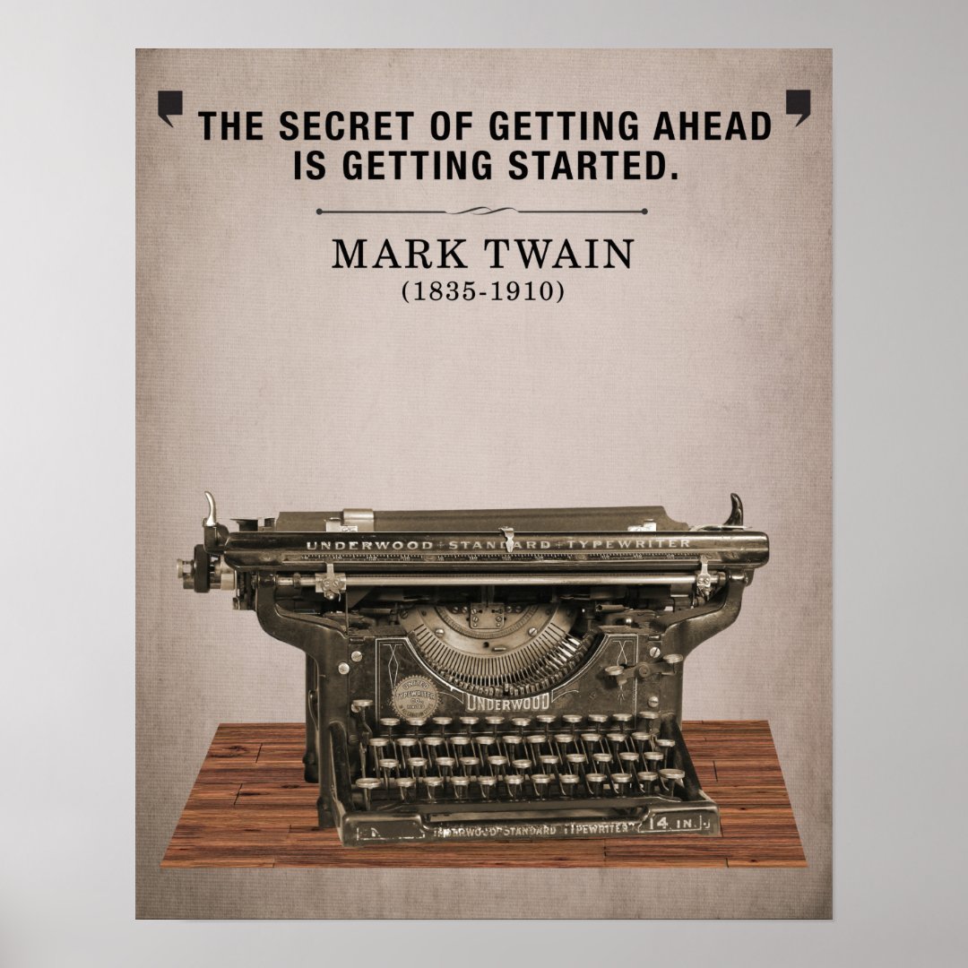 Vintage Mark Twain Quote and Typewriter Poster | Zazzle