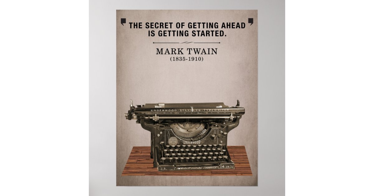 Vintage Mark Twain Quote and Typewriter Poster | Zazzle