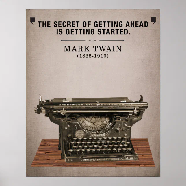 Vintage Mark Twain Quote and Typewriter Poster | Zazzle