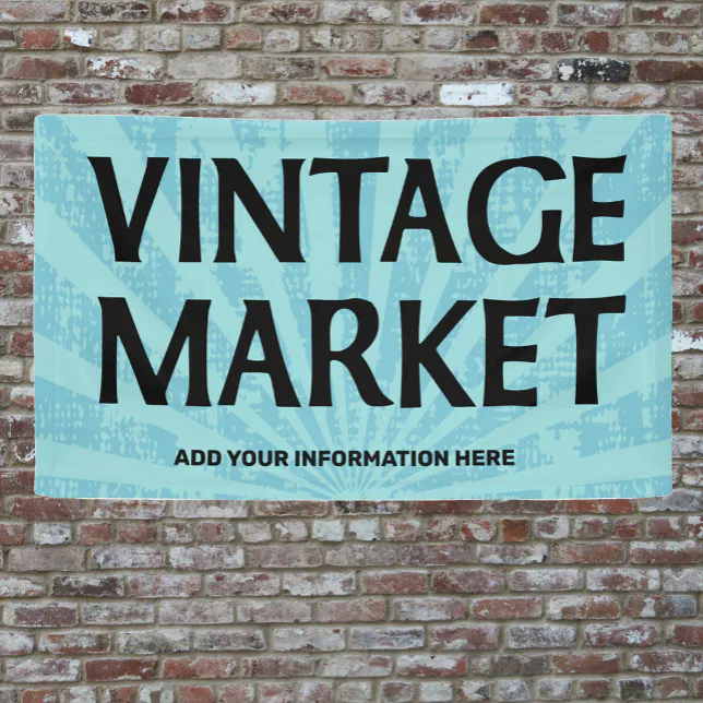Vintage Market Banner Retro Rays | Zazzle