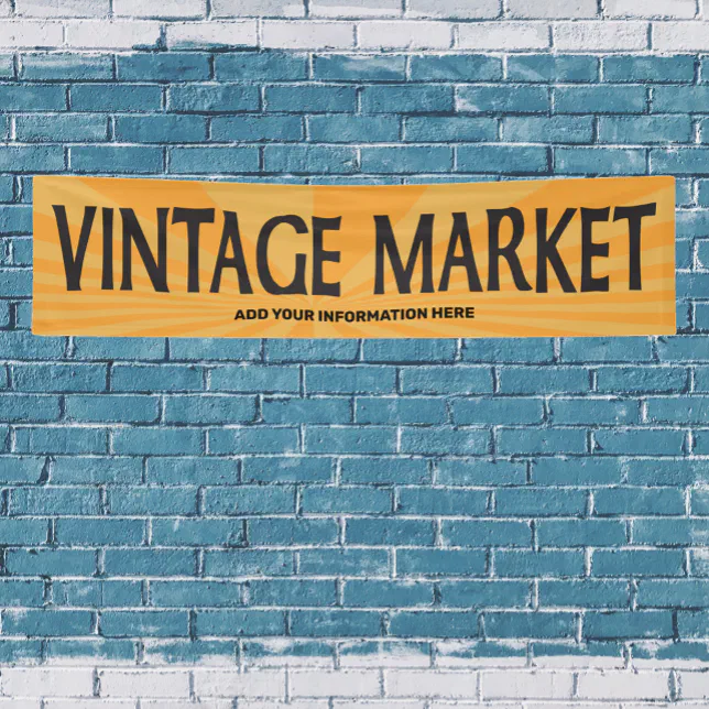 Vintage Market Pop Up or Fair with retro rays Banner | Zazzle