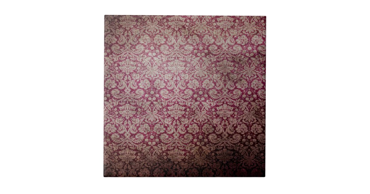 Vintage Maroon Grunge Ceramic Tile | Zazzle