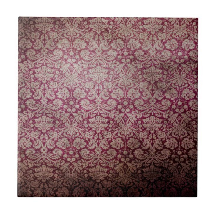 Vintage Maroon Grunge Ceramic Tile | Zazzle