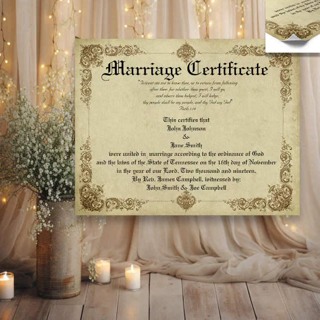 Vintage Marriage Certificate Poster | Zazzle