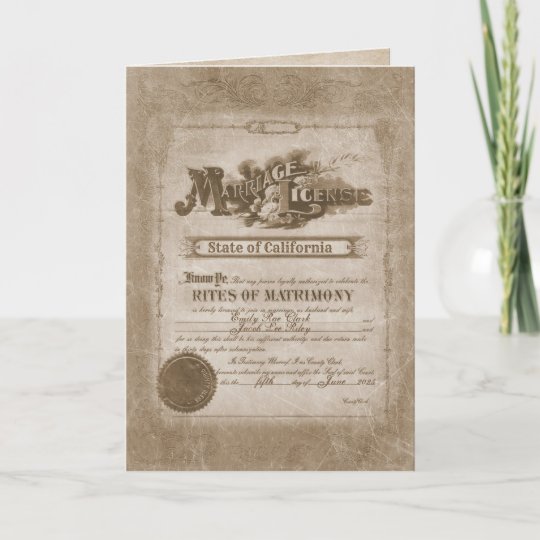 Vintage Marriage Certificate Wedding card | Zazzle.com